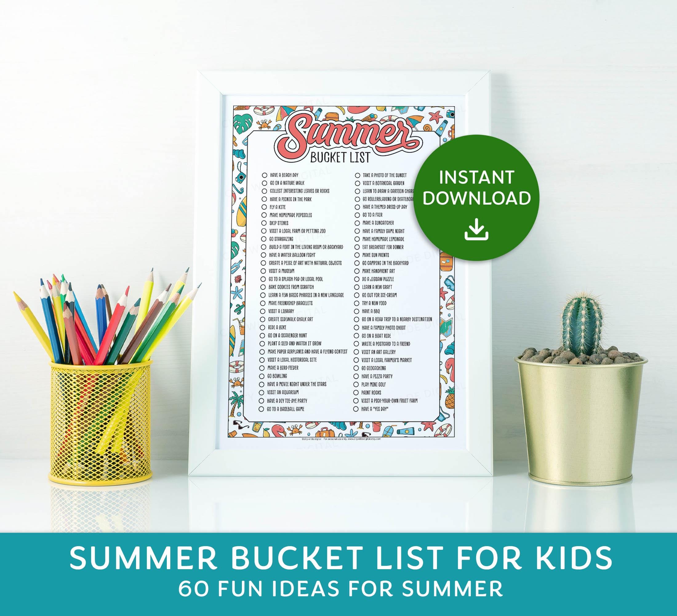 Printable Summer Bucket List, Summer Activity Ideas, Summer Break ...