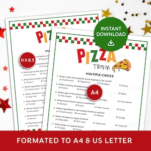 Pizza Trivia Game, Pizza Quiz, Pizza Party Game, Printable Pizza Party ...