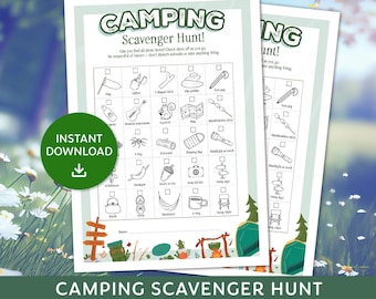 Camping Scavenger Hunt, Outdoor Treasure Hunt Printable, Scavenger Hunt ...