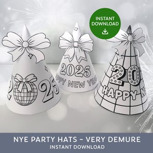 Kids New Year's Eve Party Hats, 2025 New Years Hat, Kids Coloring Party ...
