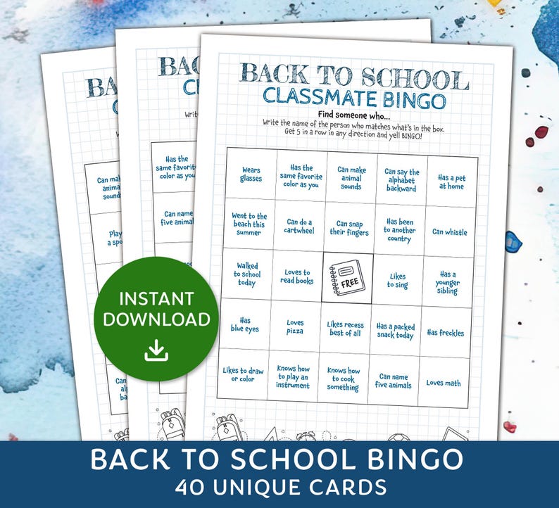 School Bingo Game, Find Someone School Bingo Game, Back to School ...
