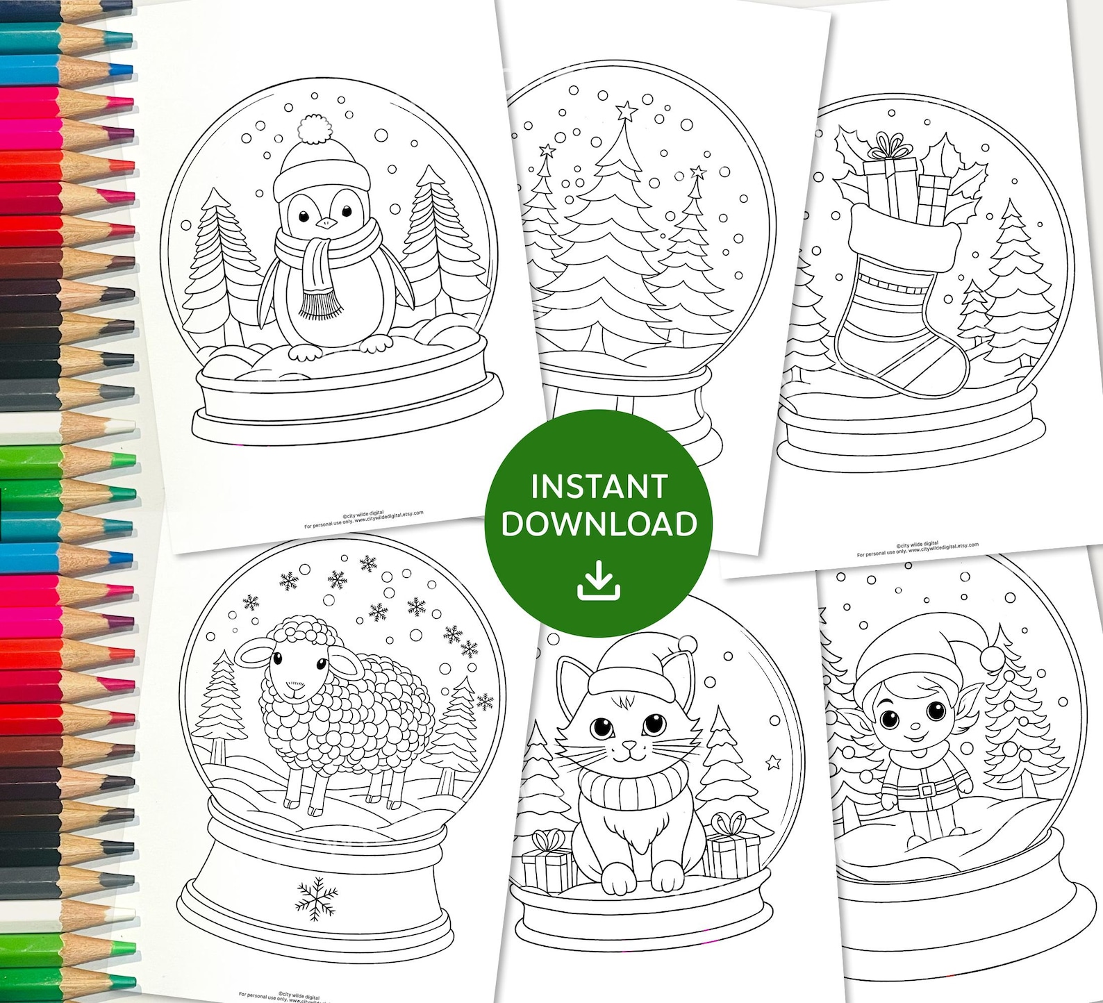 Christmas Snow Globe Coloring Pages, Snow Globe Coloring Pages for Kids ...