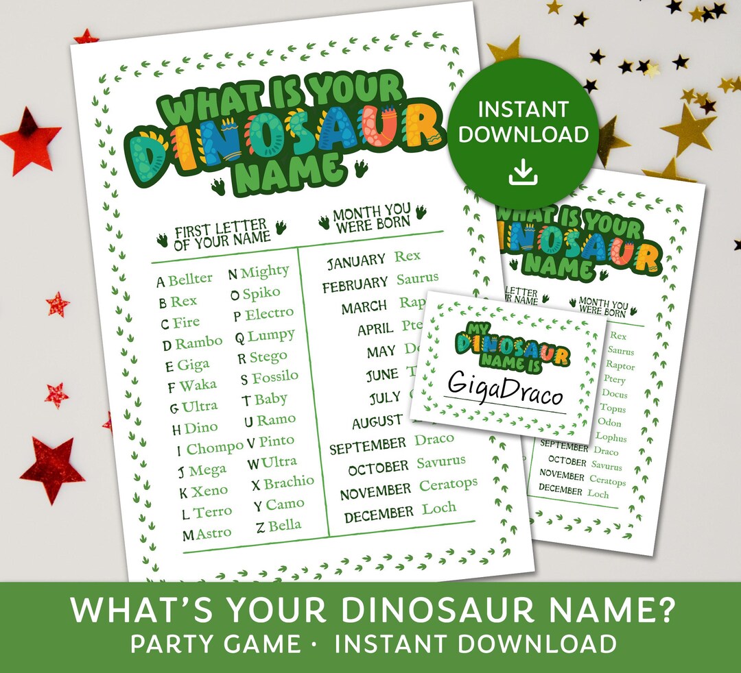 What is Your Dinosaur Name, Dinosaur Name Game, Dino Birthday, Dinosaur ...