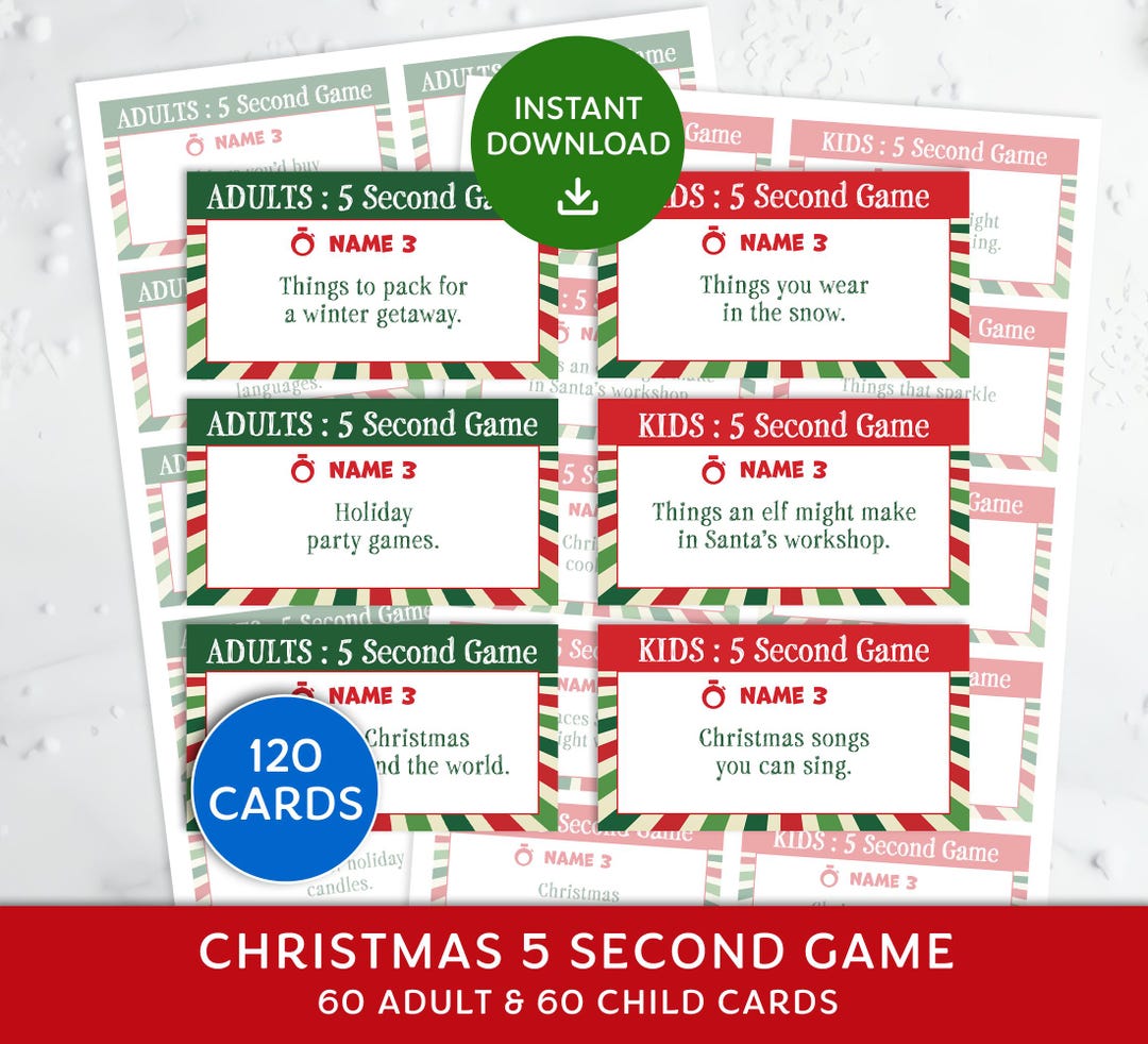 Christmas 5-second Game, Christmas Name Three Game, Five Second Game ...