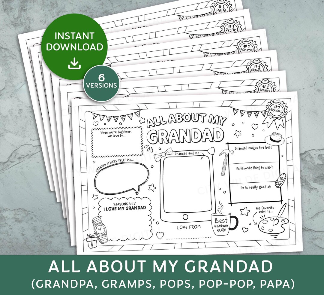 All About My Grandad Printable, Grandparents Day Questionnaire, All ...