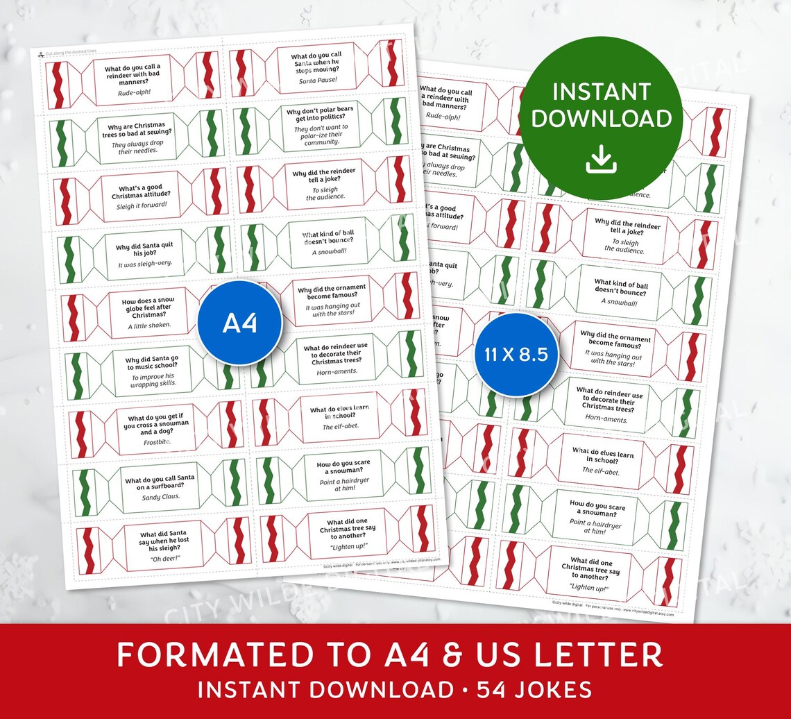 Christmas Jokes, Cracker Jokes, Christmas Cracker Fillers, Christmas ...