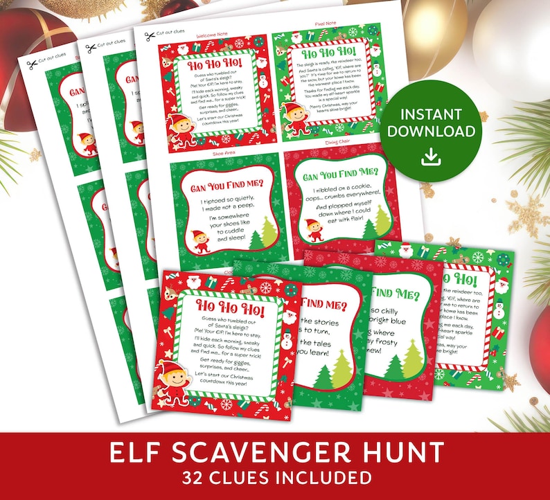 Elf Scavenger Hunt, Elf Arrival Activity, Christmas Elf Advent, Elf ...