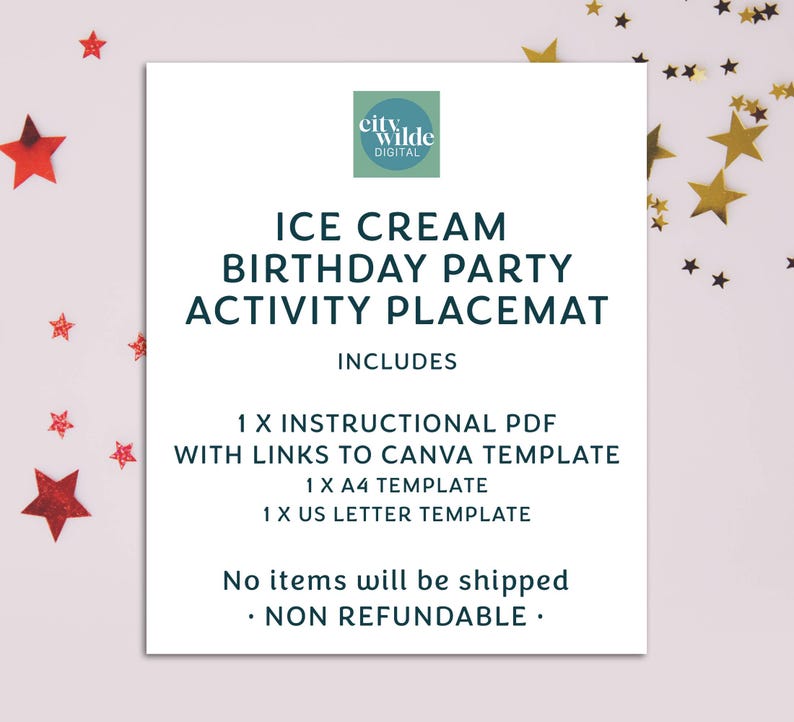 Ice Cream Birthday Activity Placemat, Ice Cream Coloring Activity ...