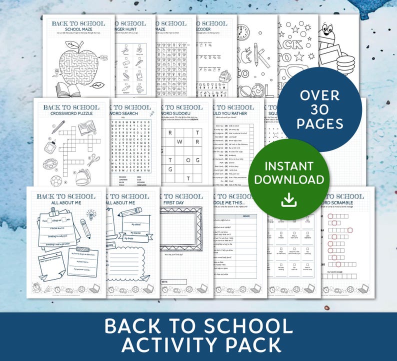 Back to School Activity Bundle, Printable Games for School, First Day ...