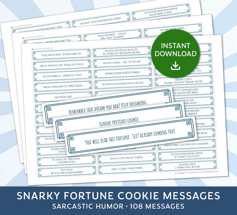 Snarky Fortunes Messages, Printable Cheeky Fortune Messages, DIY ...