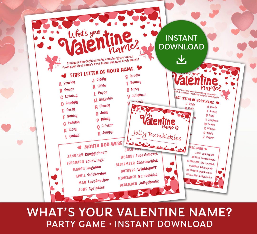 What's You Valentine Name, What's Your Cupid Name? Valentine Name Game ...