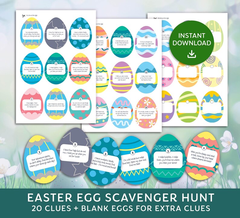Easter Scavenger Hunt, Easter Egg Hunt With Clues, Indoor Easter ...