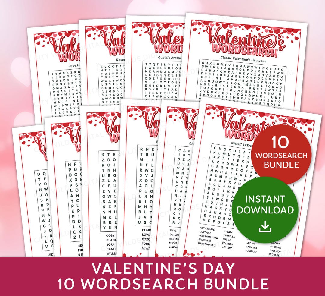Valentines Day Word Search Bundle, Valentines Word Games, Saint ...