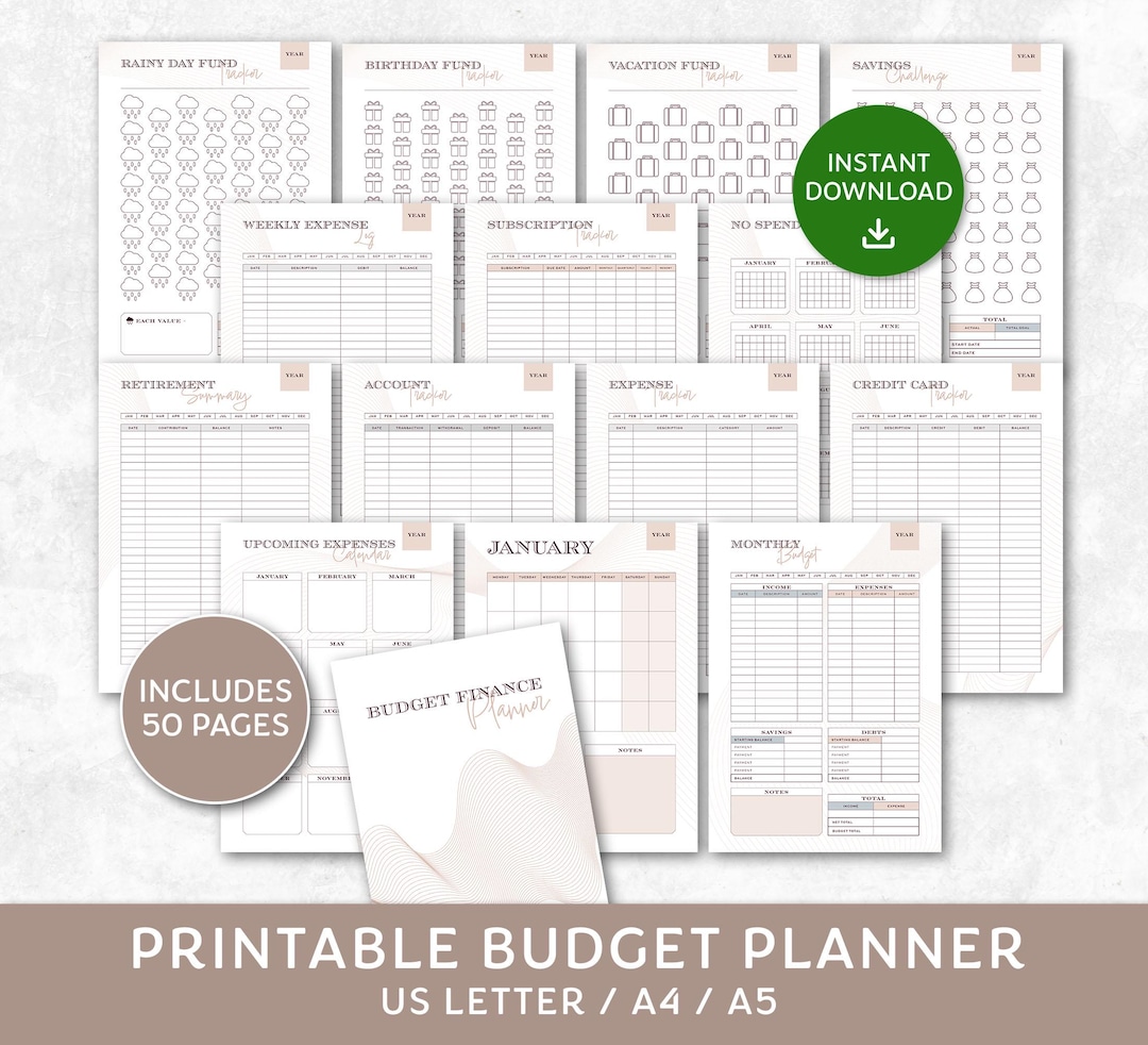Printable Budget Planner, Money Management Tracker, Weekly Financial ...