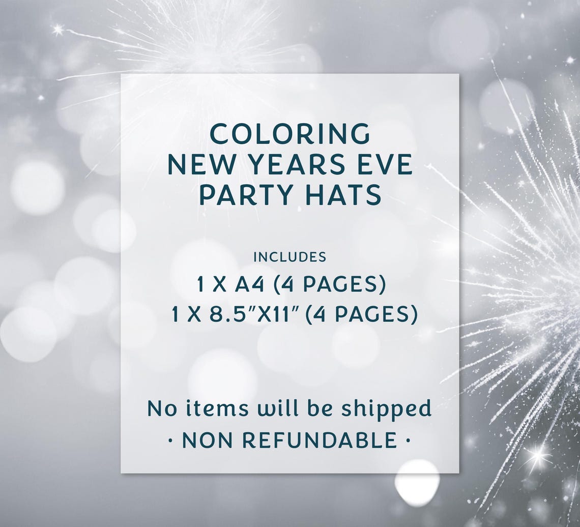 Kids New Year's Eve Party Hats, 2025 New Years Hat, Kids Coloring Party ...