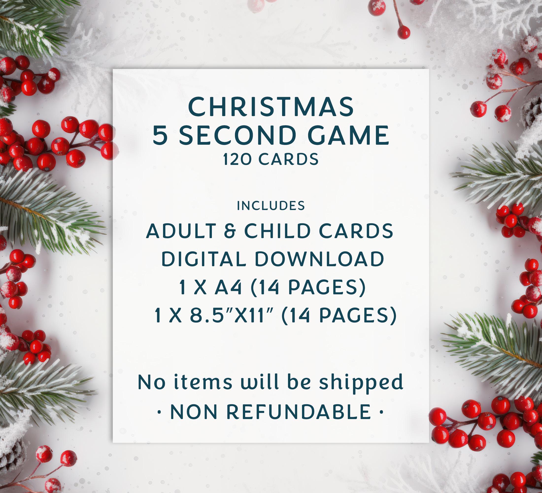 Christmas 5-second Game, Christmas Name Three Game, Five Second Game ...