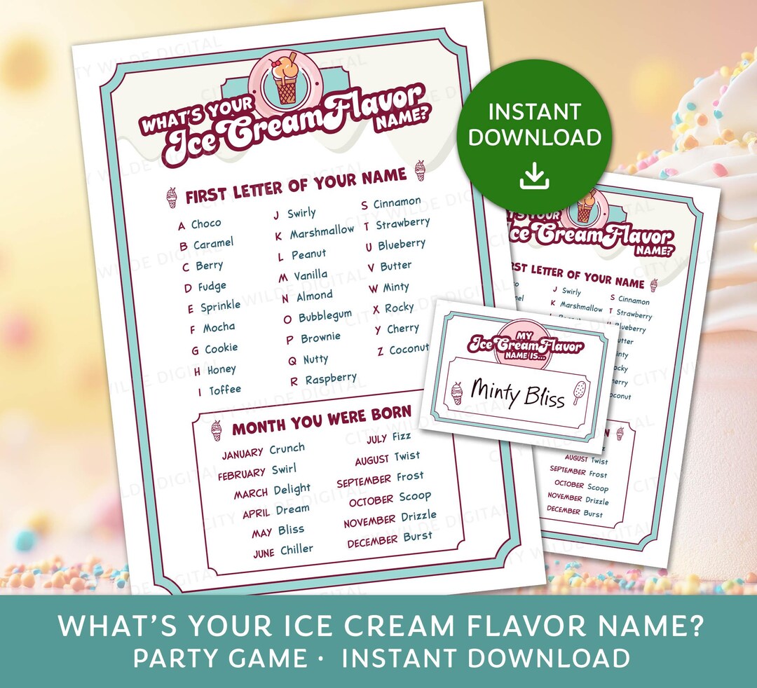 What is Your Ice Cream Flavor Name, Ice Cream Party Game, Ice Cream ...