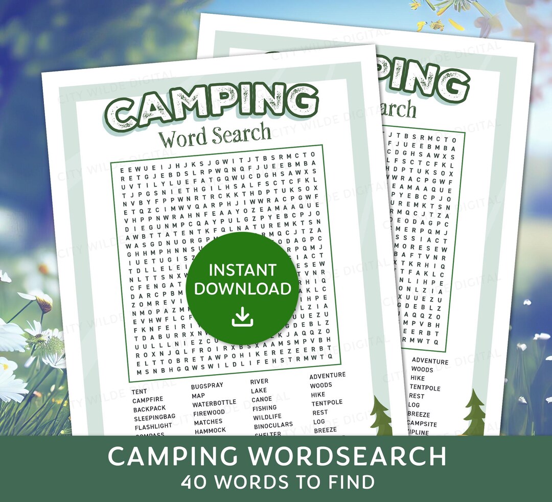 Camping Word Search, Campsite Games, Scout Camping Game, Car Camping ...