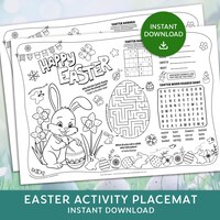 Easter Delight: Printable Kids Placemat Set in 2 Sizes - Bunny Fun ...