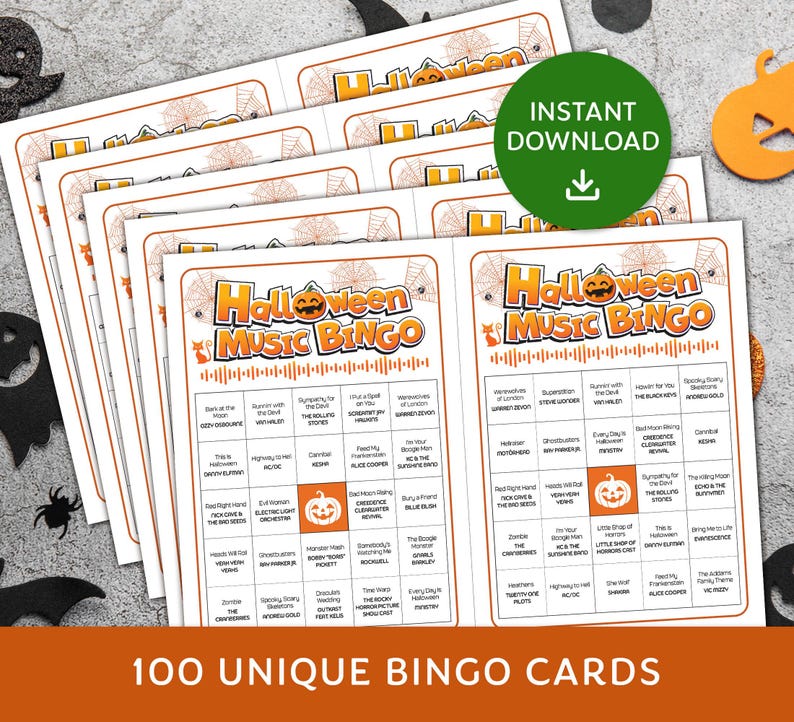 Halloween Music Bingo Game, Halloween Bingo With Spotify Playlist ...