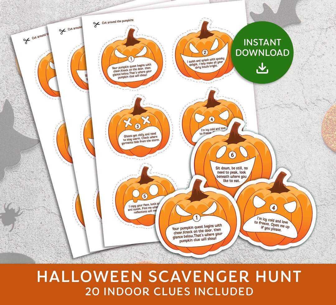 Halloween Treasure Hunt, Halloween Scavenger Hunt With Clues, Indoor ...