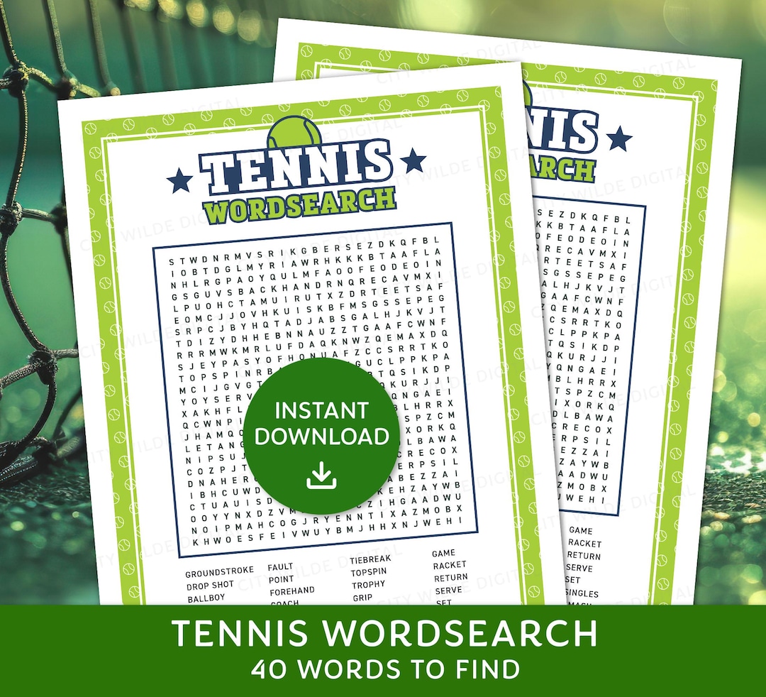 Tennis Word Search, Tennis Party Games, Sports Day Game, Tennis ...