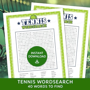Tennis Word Search, Tennis Party Games, Sports Day Game, Tennis ...