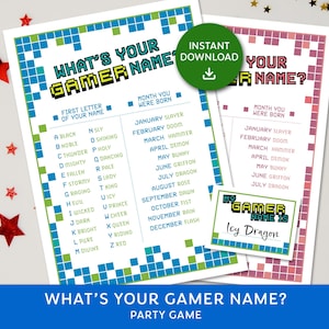 What is Your Gaming Name, Printable Party Game, Gaming Party, Gaming ...