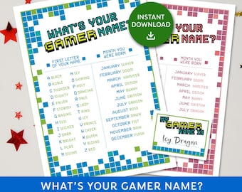 What is Your Gaming Name, Printable Party Game, Gaming Party, Gaming ...