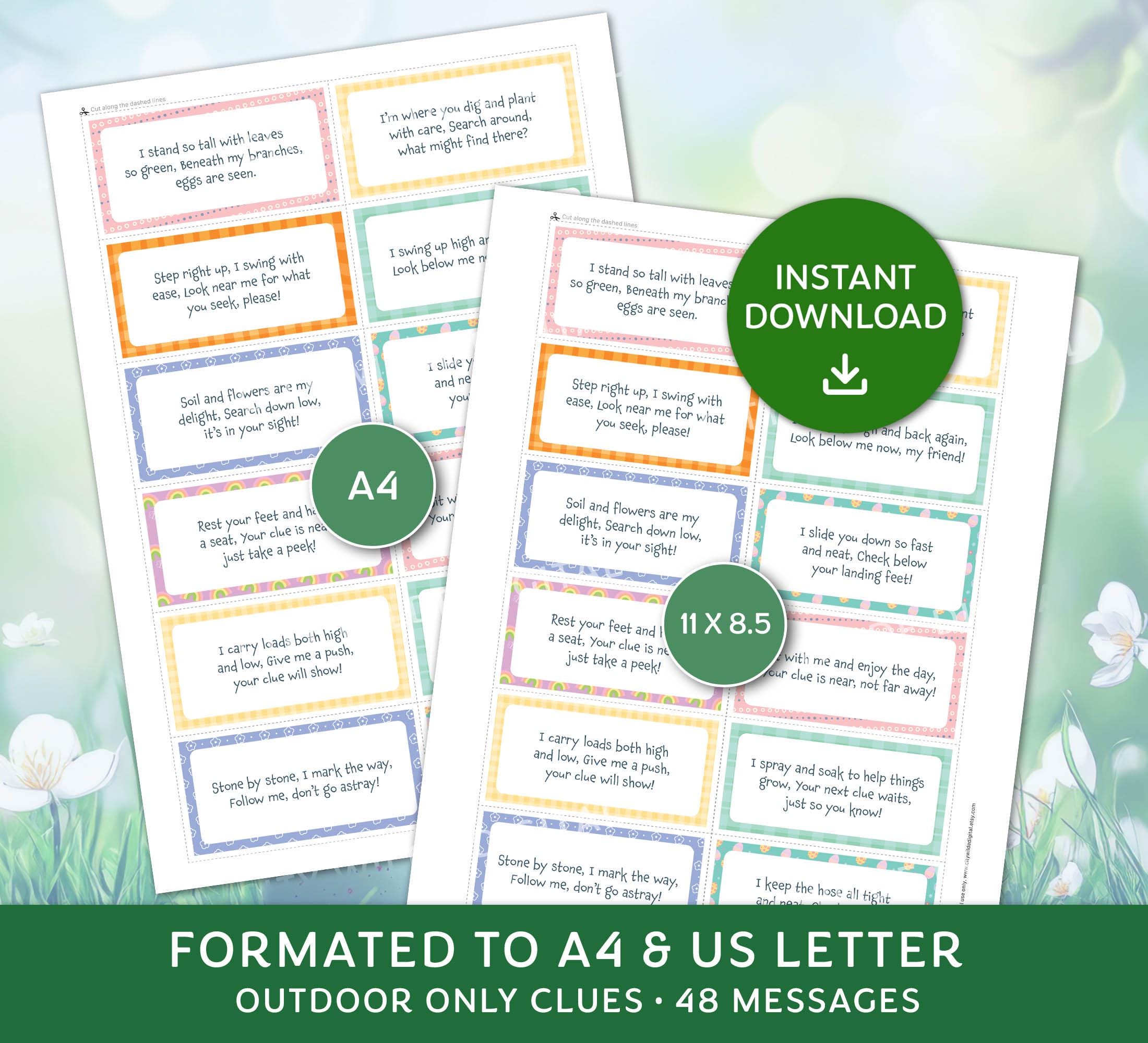 Easter Egg Scavenger Outdoor Hunt Clues, Printable Easter Egg Hunt With ...