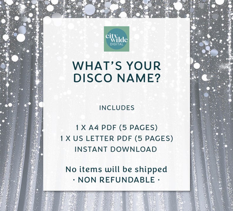 What is Your Disco Name, Printable Disco Party Game, Disco Party, Disco ...