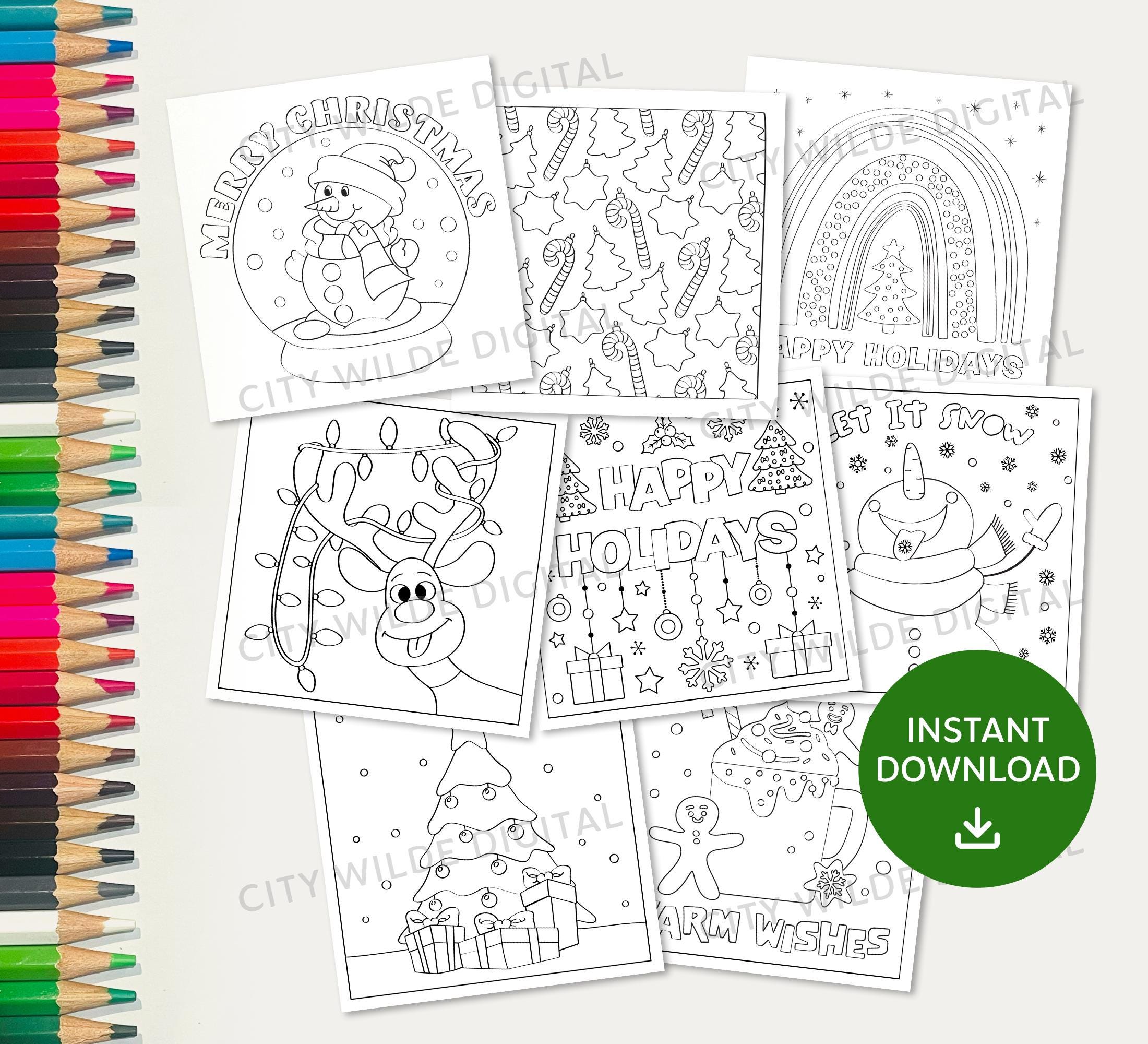Christmas Coloring Cards for Kids - Kids Art Craft, Christmas Card ...