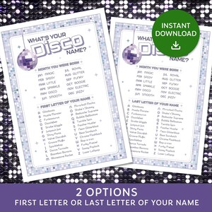 What is Your Disco Name, Printable Disco Party Game, Disco Party, Disco ...