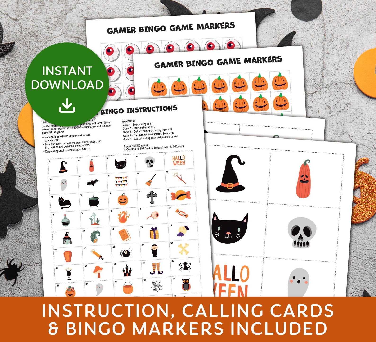 Halloween Bingo Game, Halloween Bingo With Pictures, Halloween Party ...