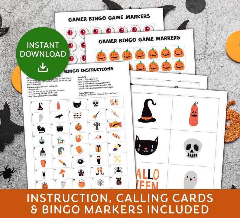 Halloween Bingo Game, Halloween Bingo With Pictures, Halloween Party ...