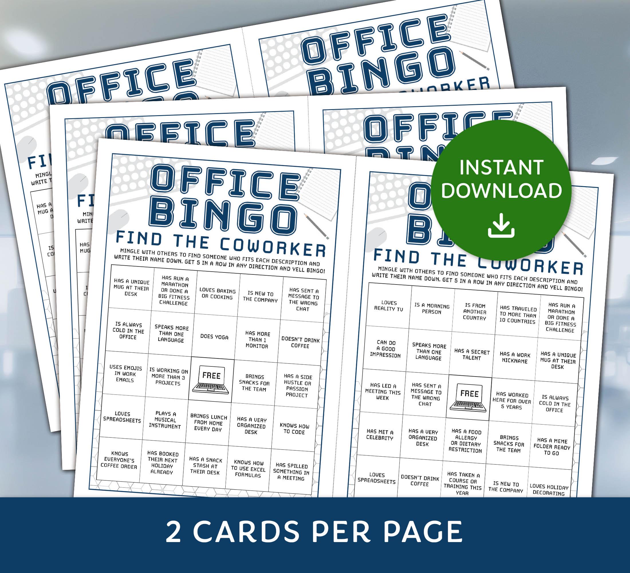 Coworker Bingo Printable, Office Bingo, Work Bingo, Find a Coworkers ...