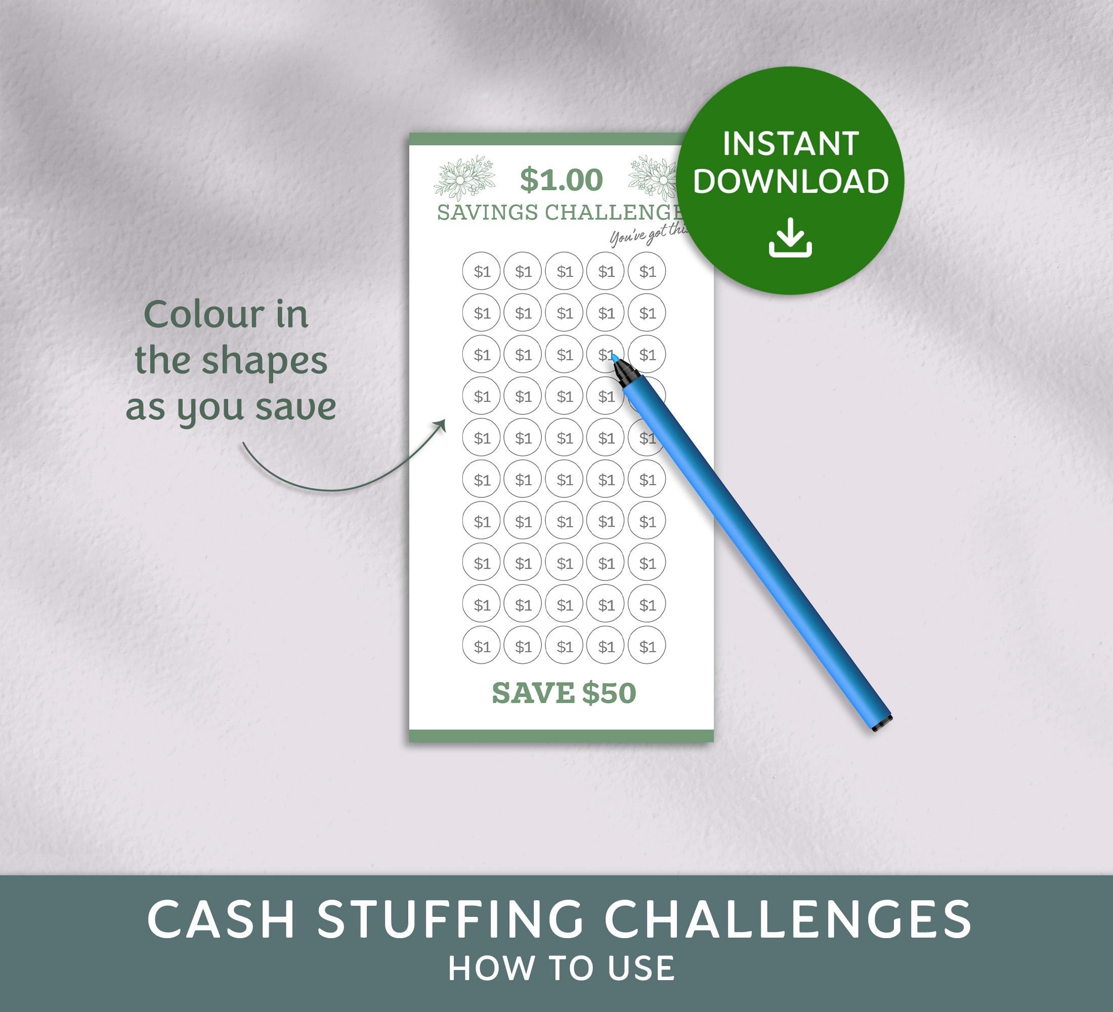 Low Money Saving Challenges, Printable Cash Stuffing Trackers A6, Money ...