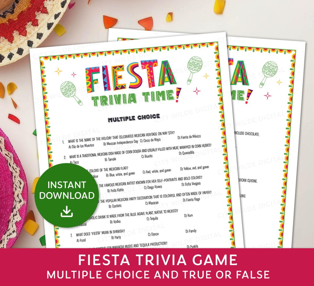 Mexican Trivia Game, Fiesta Trivia Game, Mexican Birthday Party Games ...
