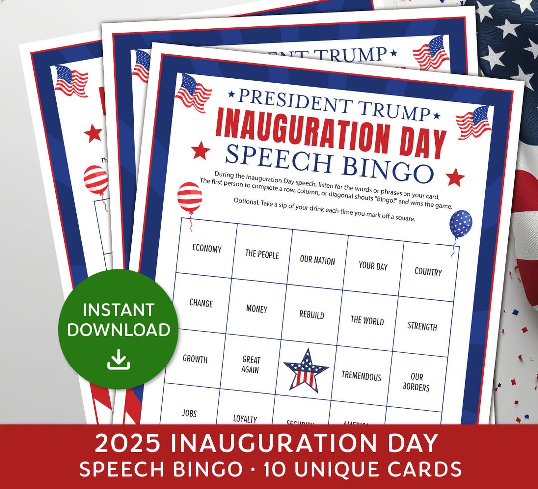 2025 Trump Presidential Inauguration Bingo Game, Inauguration Day ...