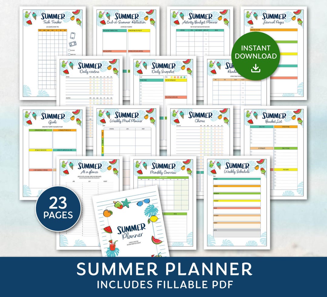 Summer Planner 2025 for Kids, Summer Schedule for Kids, Editable Summer ...