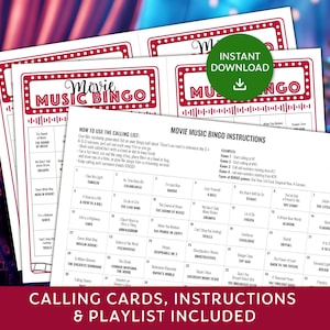 Movie Music Bingo Game With Spotify Playlist, Movie Night Bingo, Movie ...