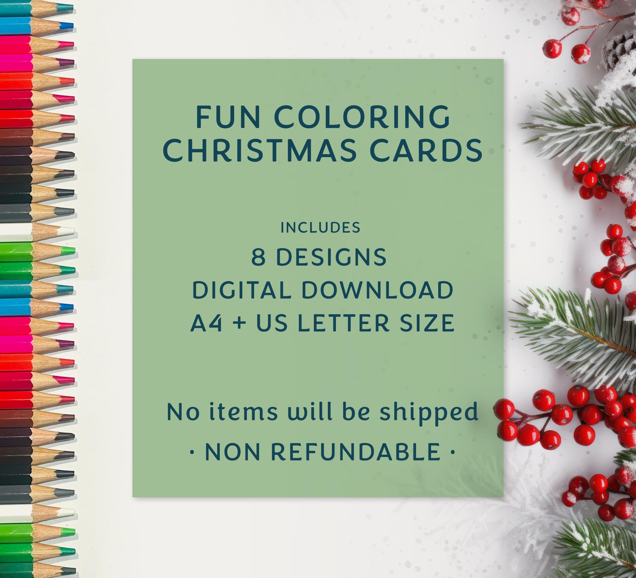 Christmas Coloring Cards for Kids - Kids Art Craft, Christmas Card ...