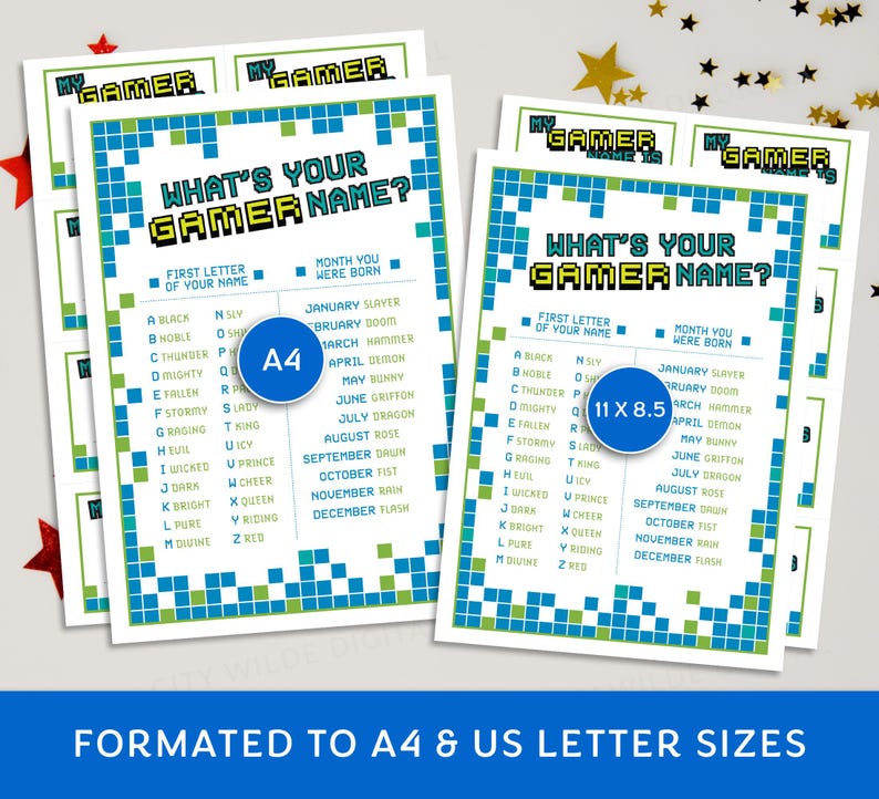 What is Your Gaming Name, Printable Party Game, Gaming Party, Gaming ...
