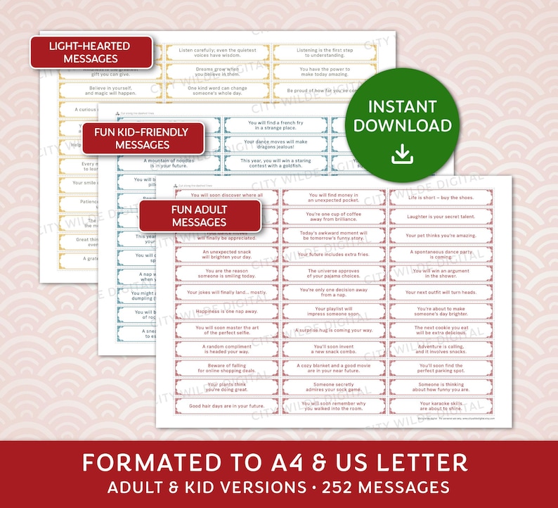 Printable Fortunes Messages, Chinese Fortune Messages, DIY Fortune ...