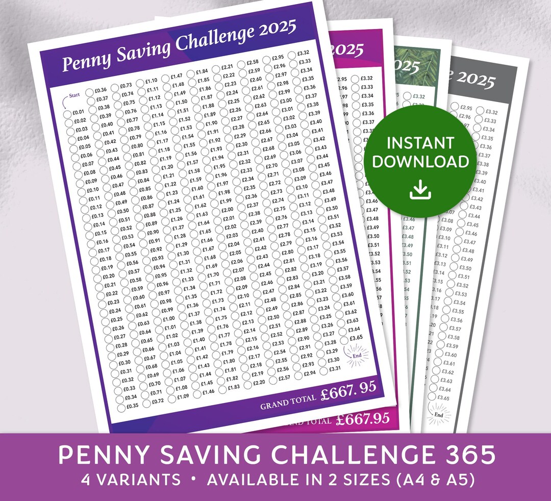 Printable Penny Savings Challenge, 365 Penny Saving Chart, Penny ...