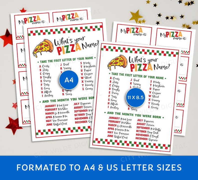 What is Your Pizza Name, Printable Party Game, Pizza Party, Pizza ...