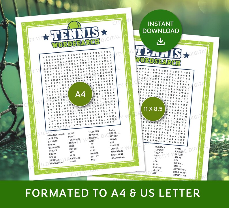 Tennis Word Search, Tennis Party Games, Sports Day Game, Tennis ...