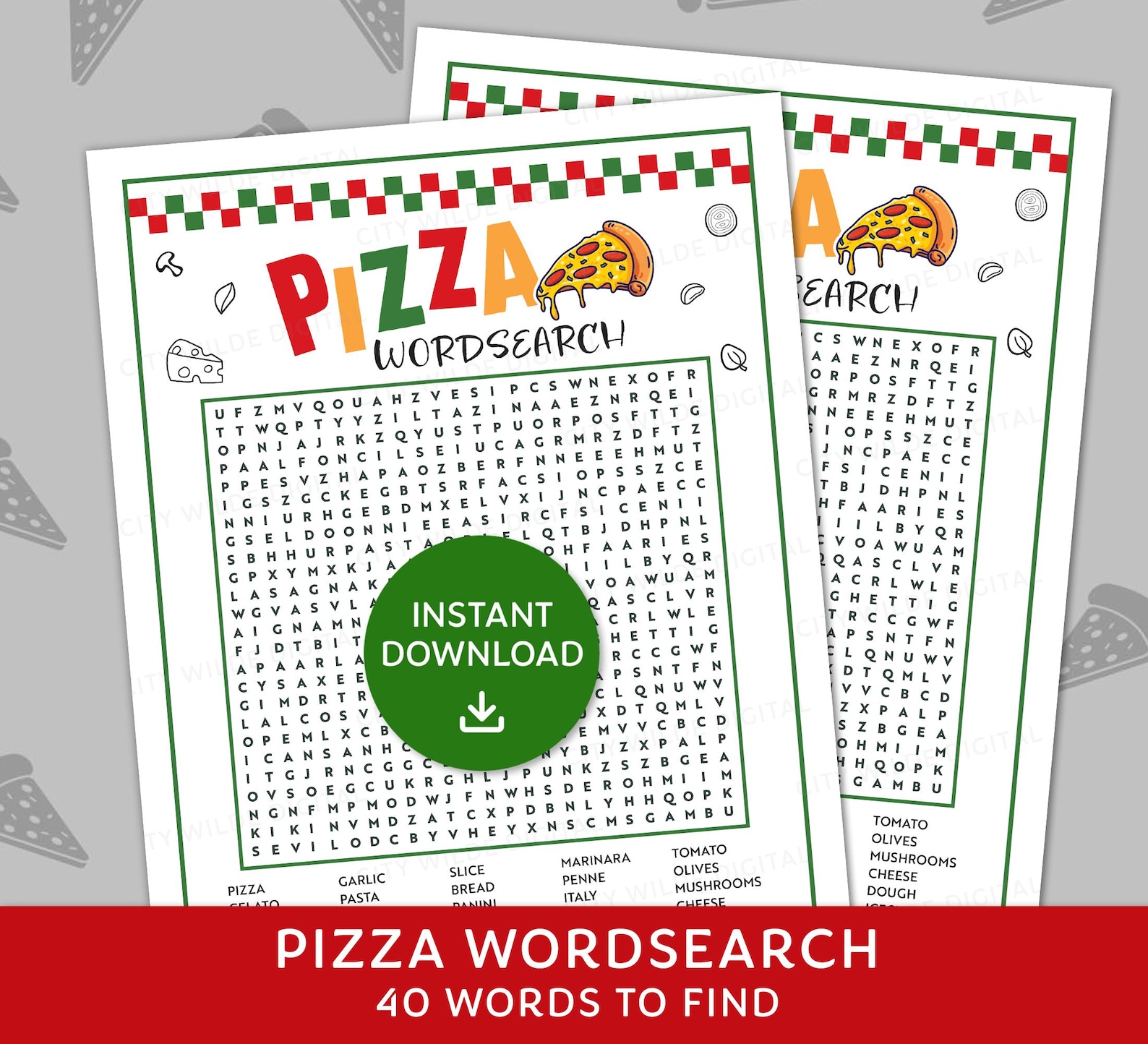 Pizza Word Search, Pizza Party Games, Printable Pizza Birthday Game ...