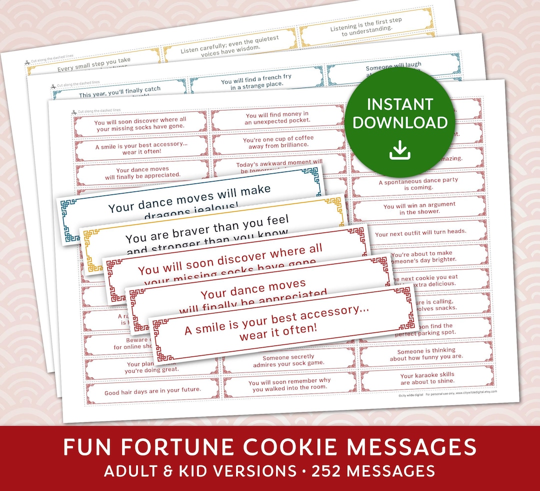 Printable Fortunes Messages, Chinese Fortune Messages, DIY Fortune ...