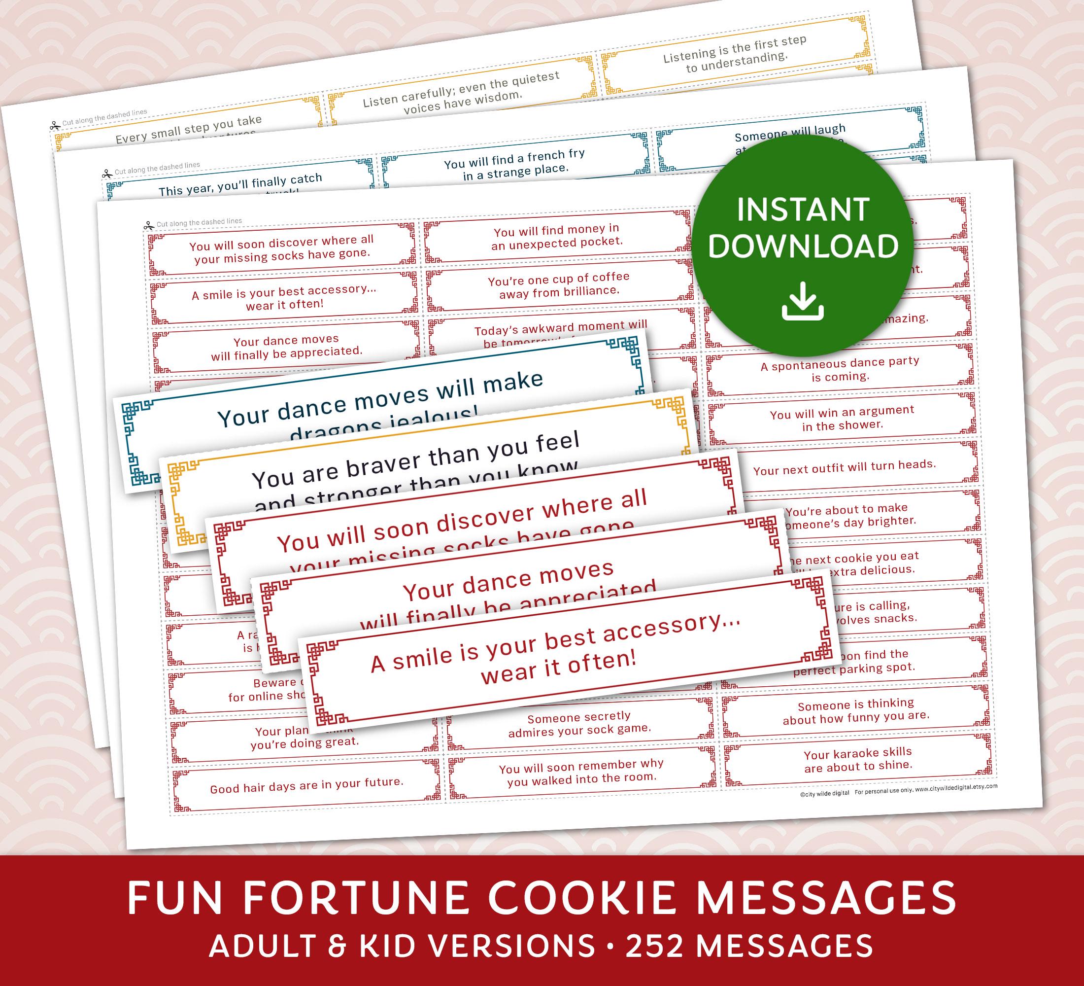 Printable Fortunes Messages, Chinese Fortune Messages, DIY Fortune ...